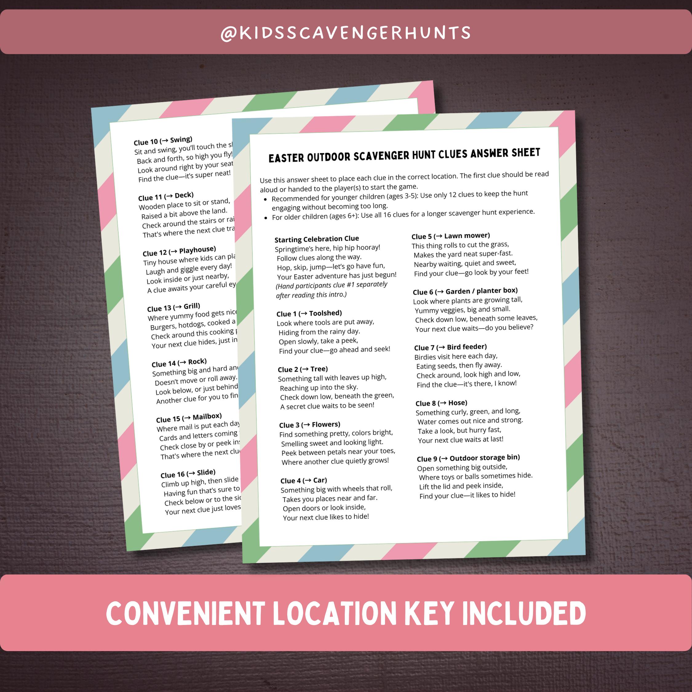 Easter Bunny Scavenger Hunt Printable | Outdoor Treasure Hunt With ...