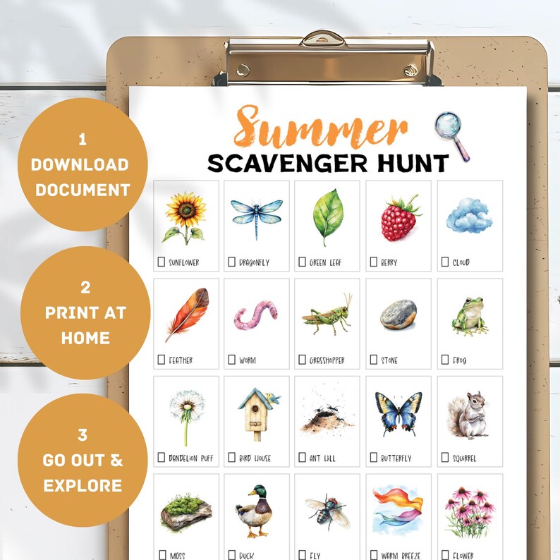 Printable SUMMER Nature Scavenger Hunt for Kids Outdoor Scavenger Hunt ...