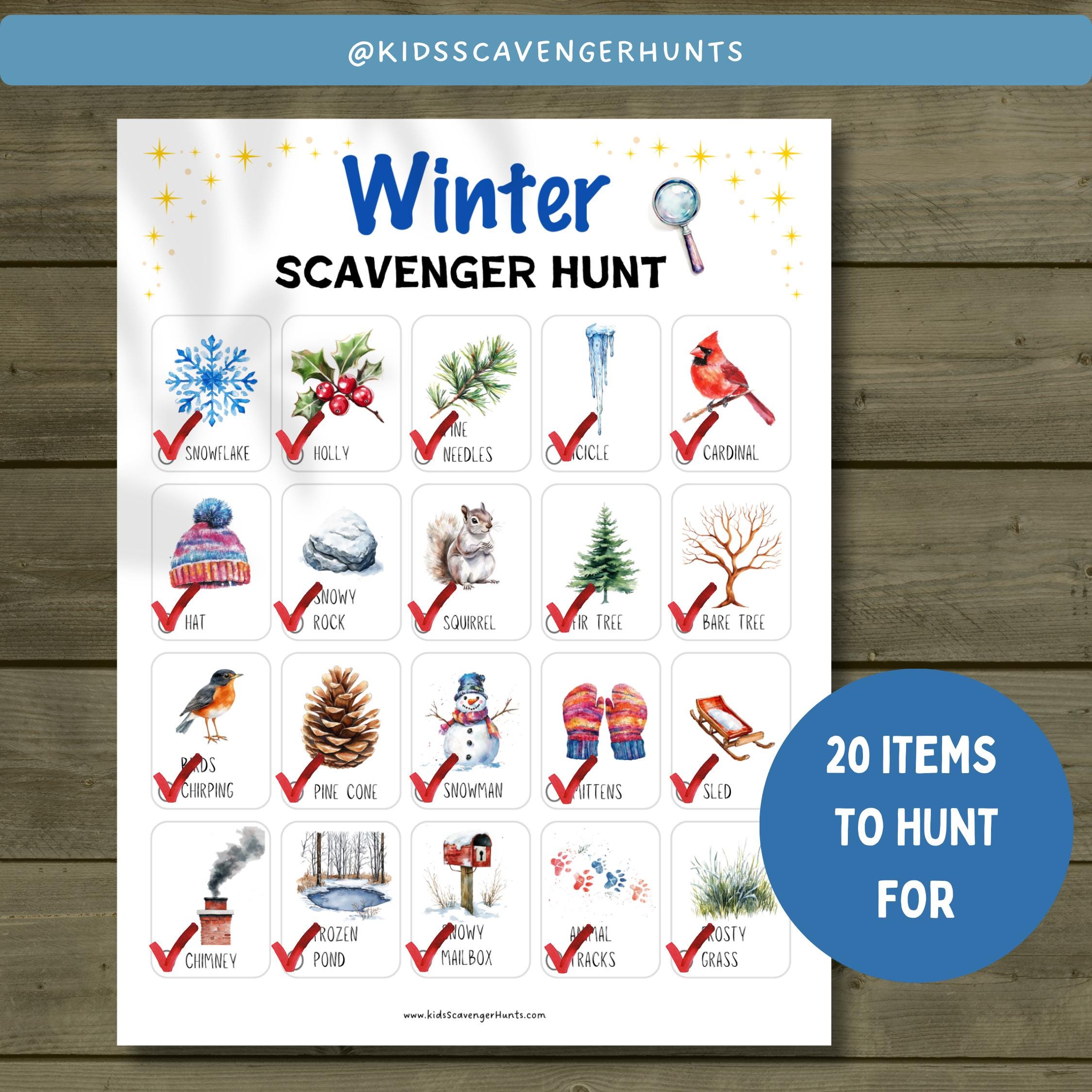 Printable Winter Scavenger Hunt | Nature Hunt for Kids | Outdoor Winter ...