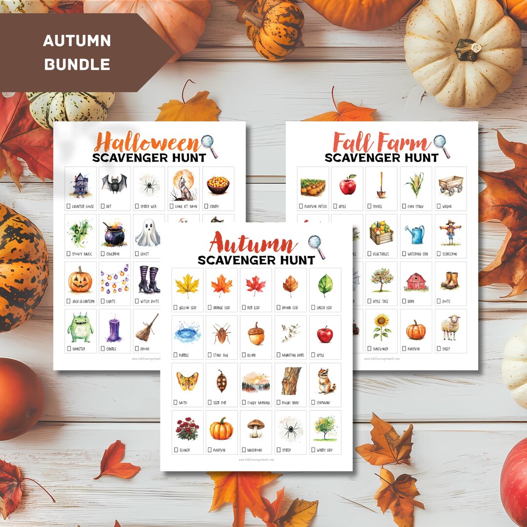 Printable AUTUMN BUNDLE Nature Scavenger Hunt for Kids Outdoor ...