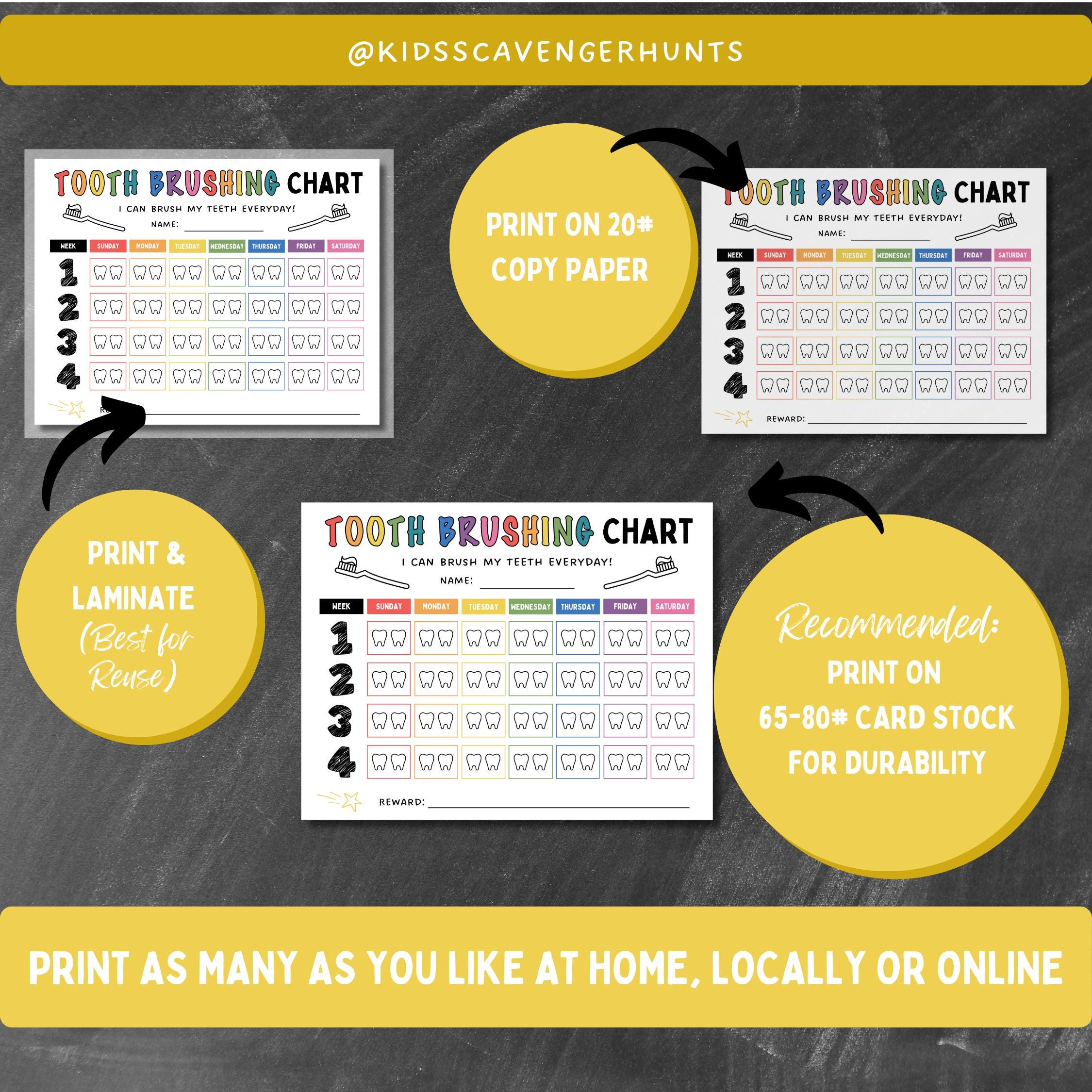 Printable Tooth Brushing Chart for Kids | Toddler Hygiene Tracker ...