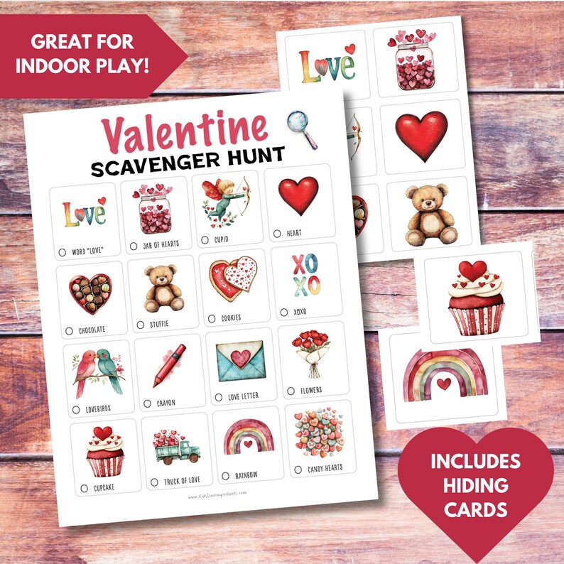 Printable Valentine's Day Scavenger Hunt | Kids Game | Family Party Fun ...