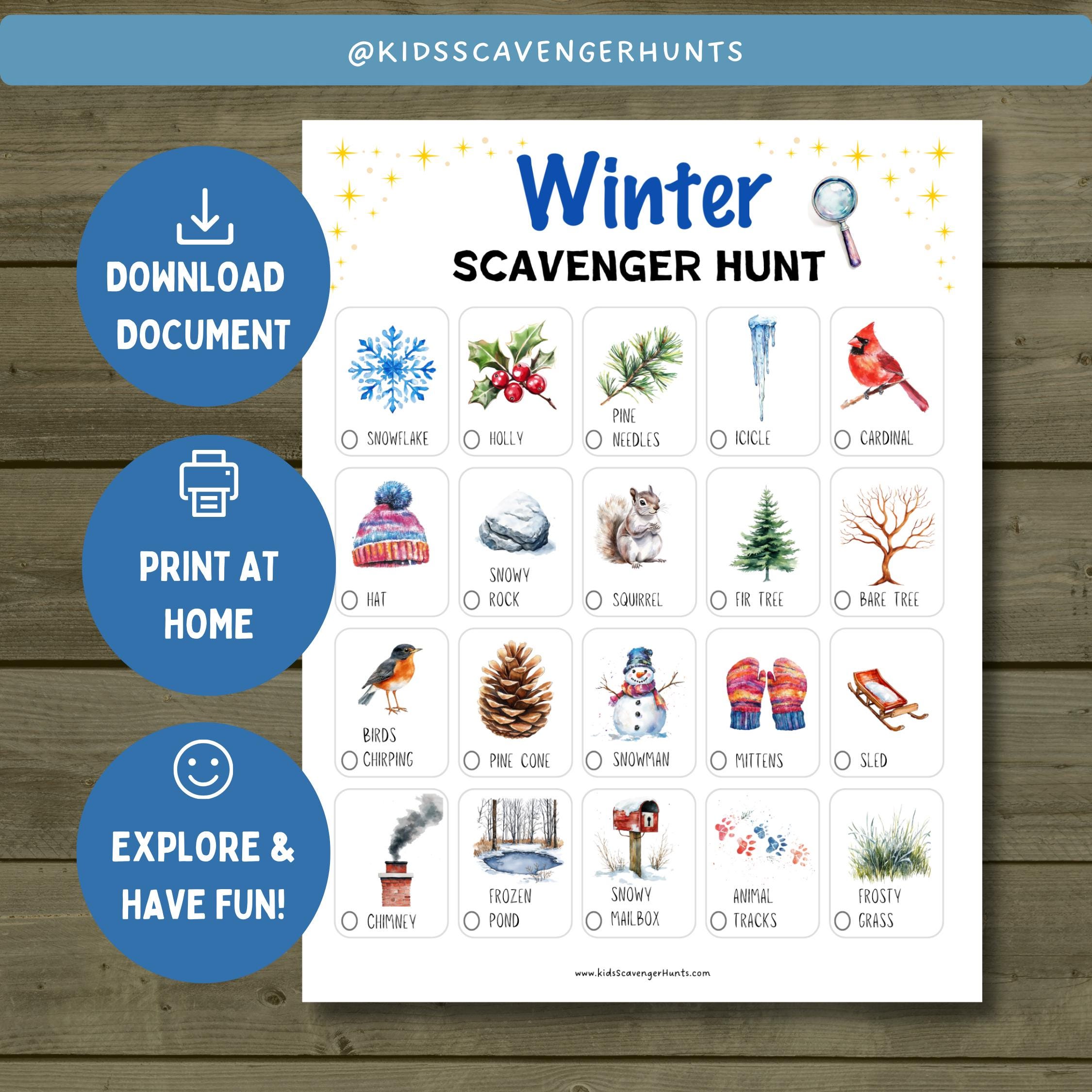 Printable Winter Scavenger Hunt | Nature Hunt for Kids | Outdoor Winter ...