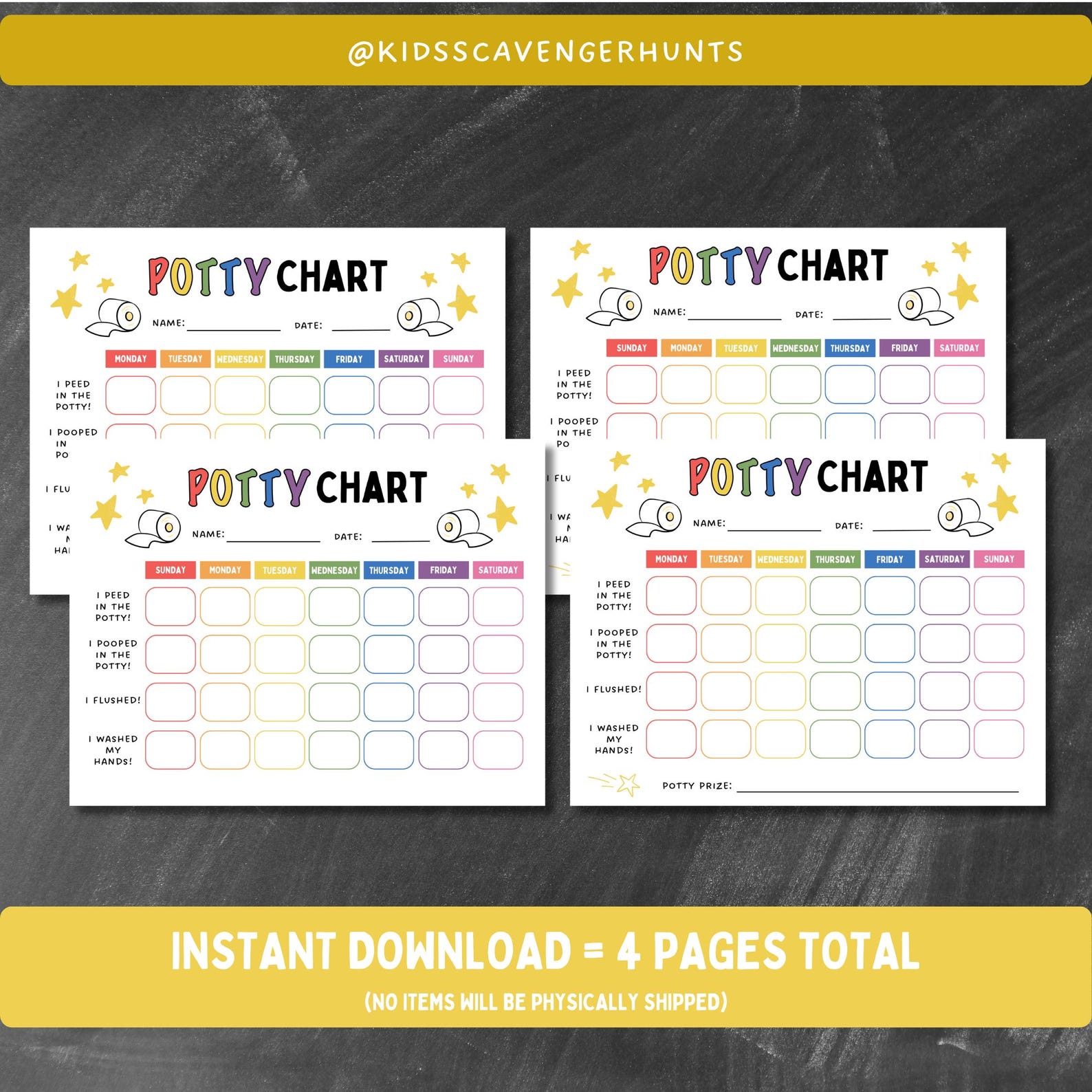 Printable Potty Training Chart for Toddlers | Printable Reward Chart ...
