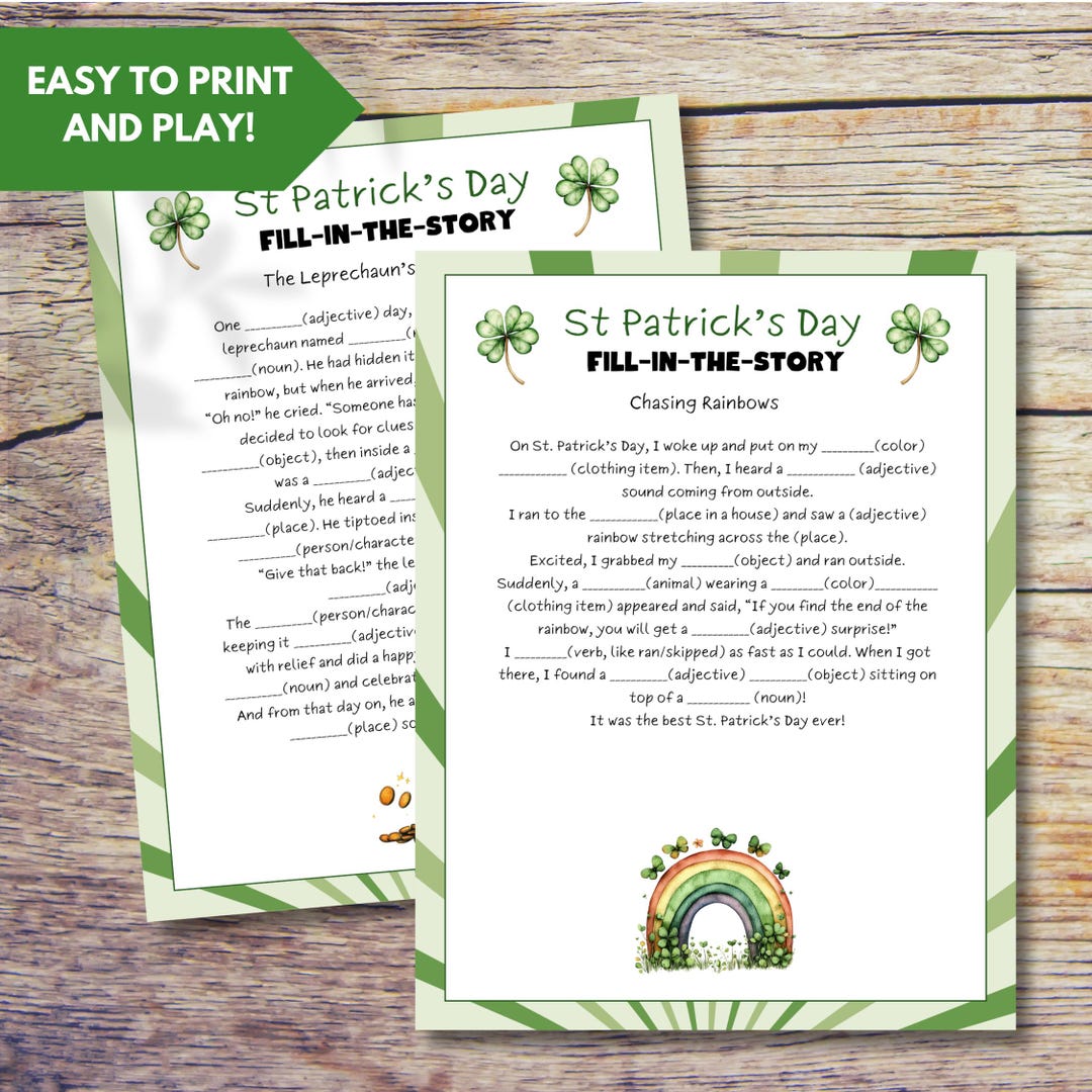 Printable St. Patrick’s Day Fill-in-the-blank Story | Mad Libs Style ...