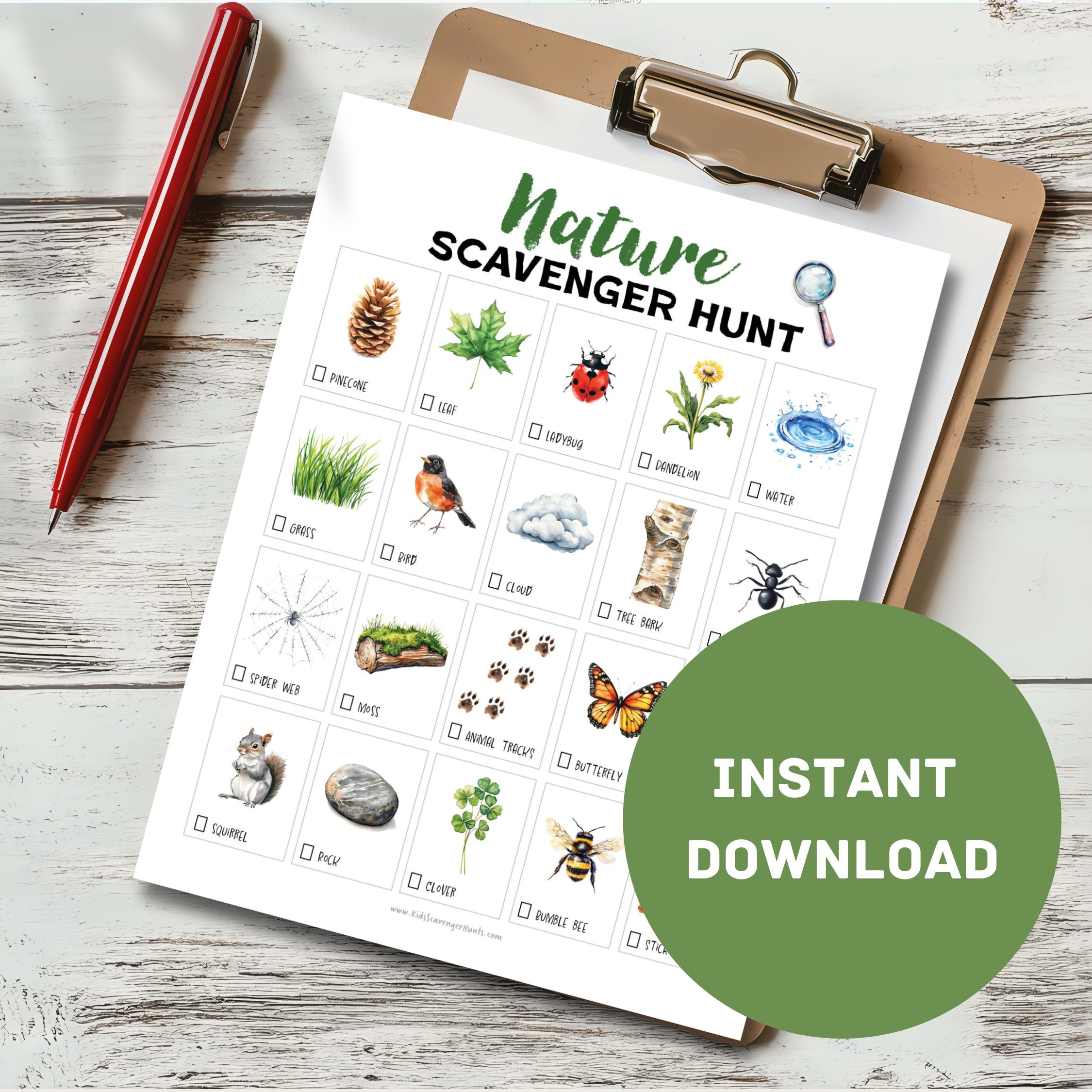 Printable NATURE Scavenger Hunt for Kids Outdoor Scavenger Hunt Kids ...