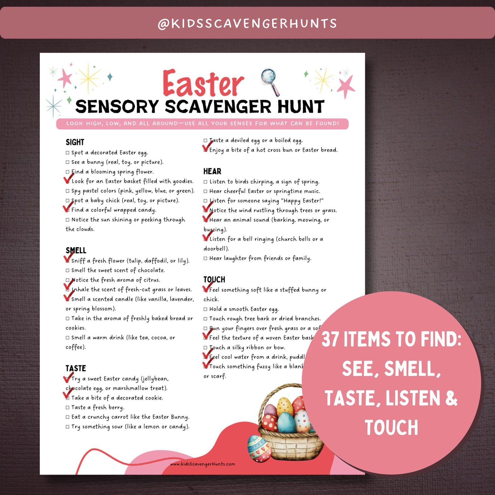 Easter Sensory Scavenger Hunt | Printable Spring Activity for Kids ...
