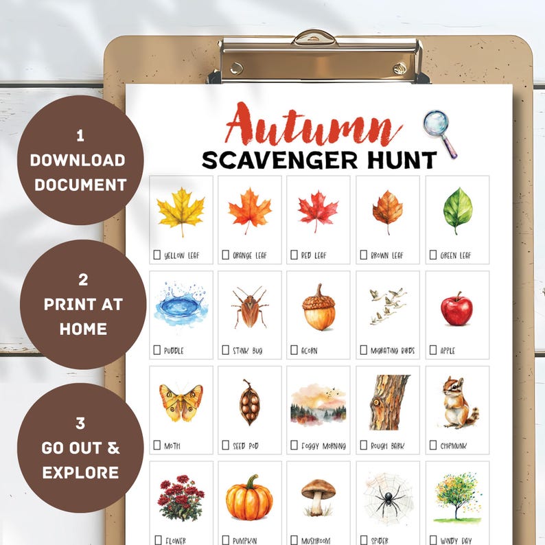 Printable AUTUMN BUNDLE Nature Scavenger Hunt for Kids Outdoor ...