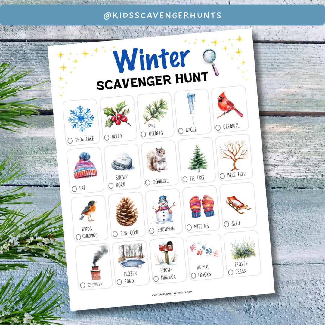 Printable Winter Scavenger Hunt | Nature Hunt for Kids | Outdoor Winter ...