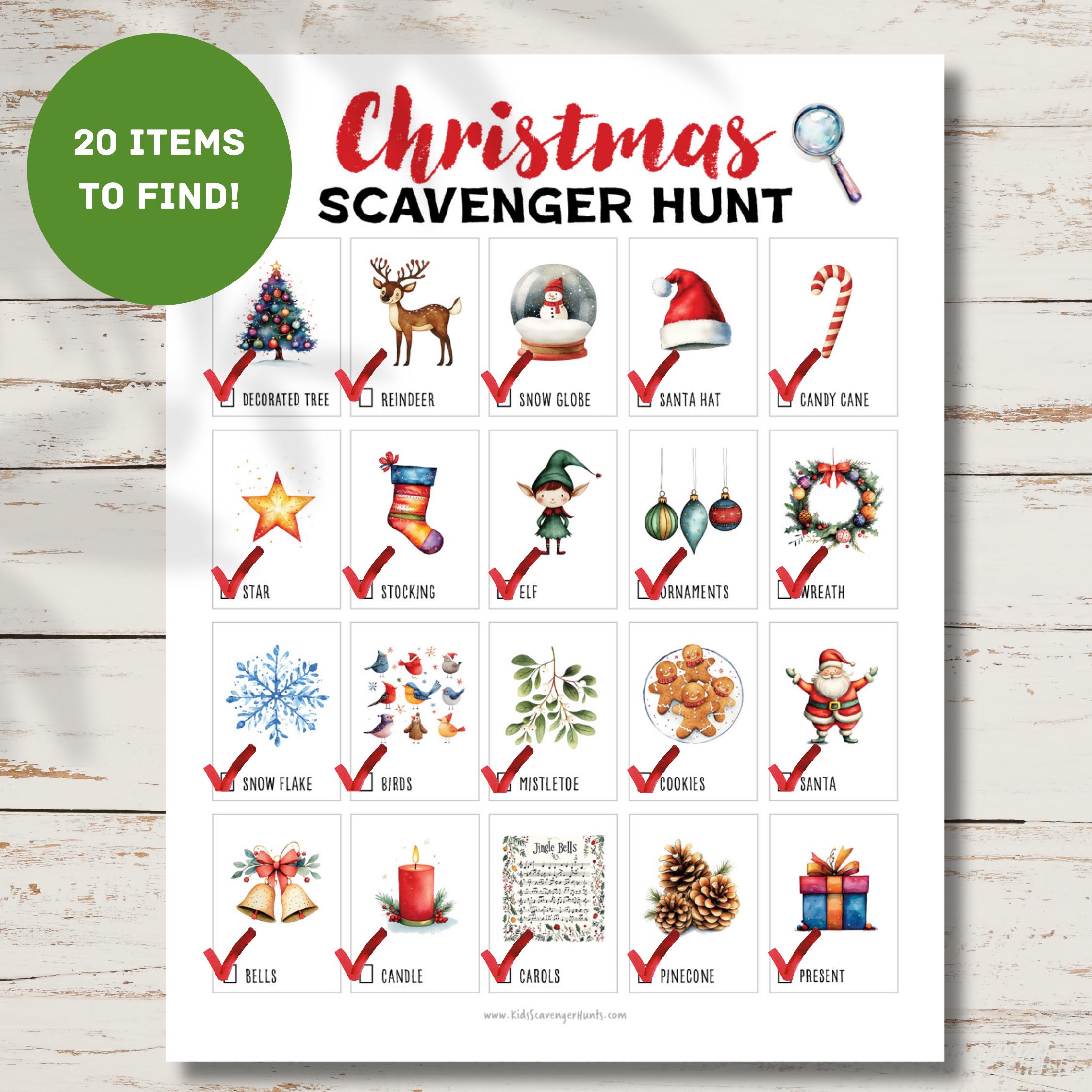 Printable CHRISTMAS Scavenger Hunt for Kids Outdoor Scavenger Hunt Kids ...