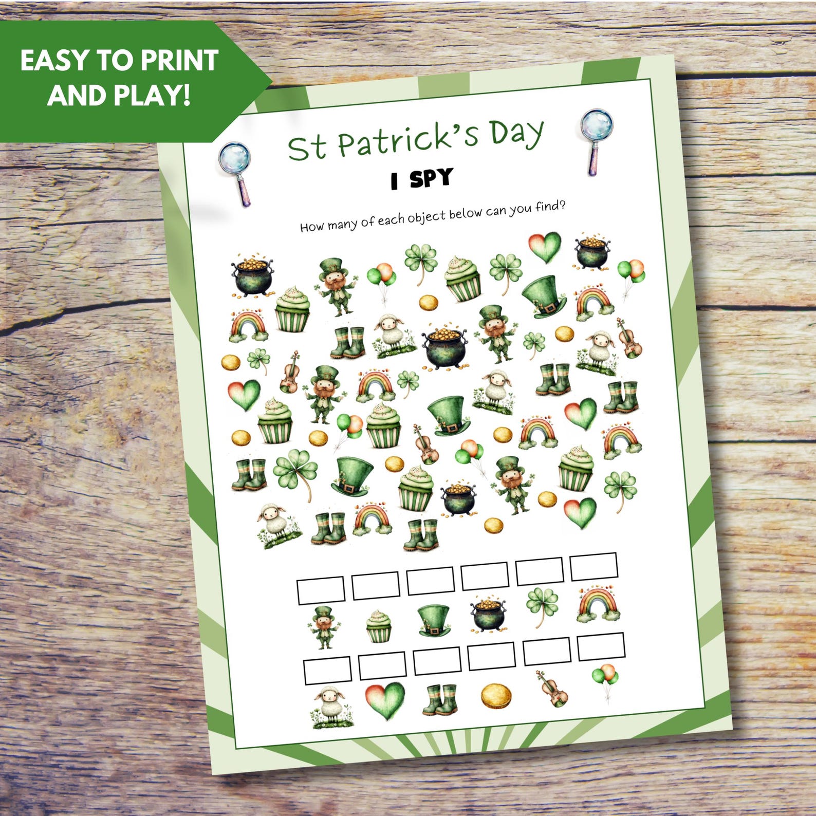 Printable St. Patricks Day I Spy Game | Kids Activity Sheet | Fun ...