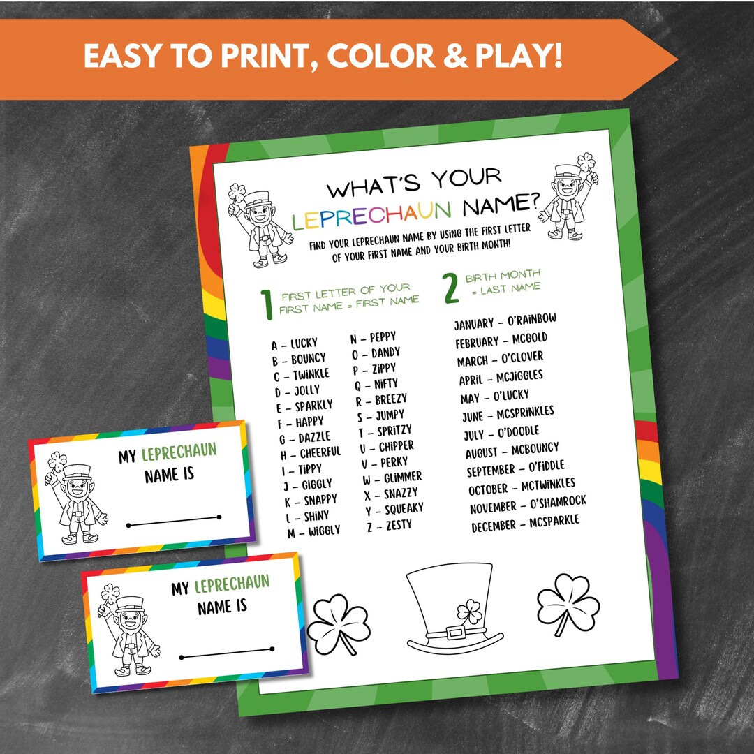 Printable St. Patrick’s Day Leprechaun Name Game | Fun Kids Activity ...