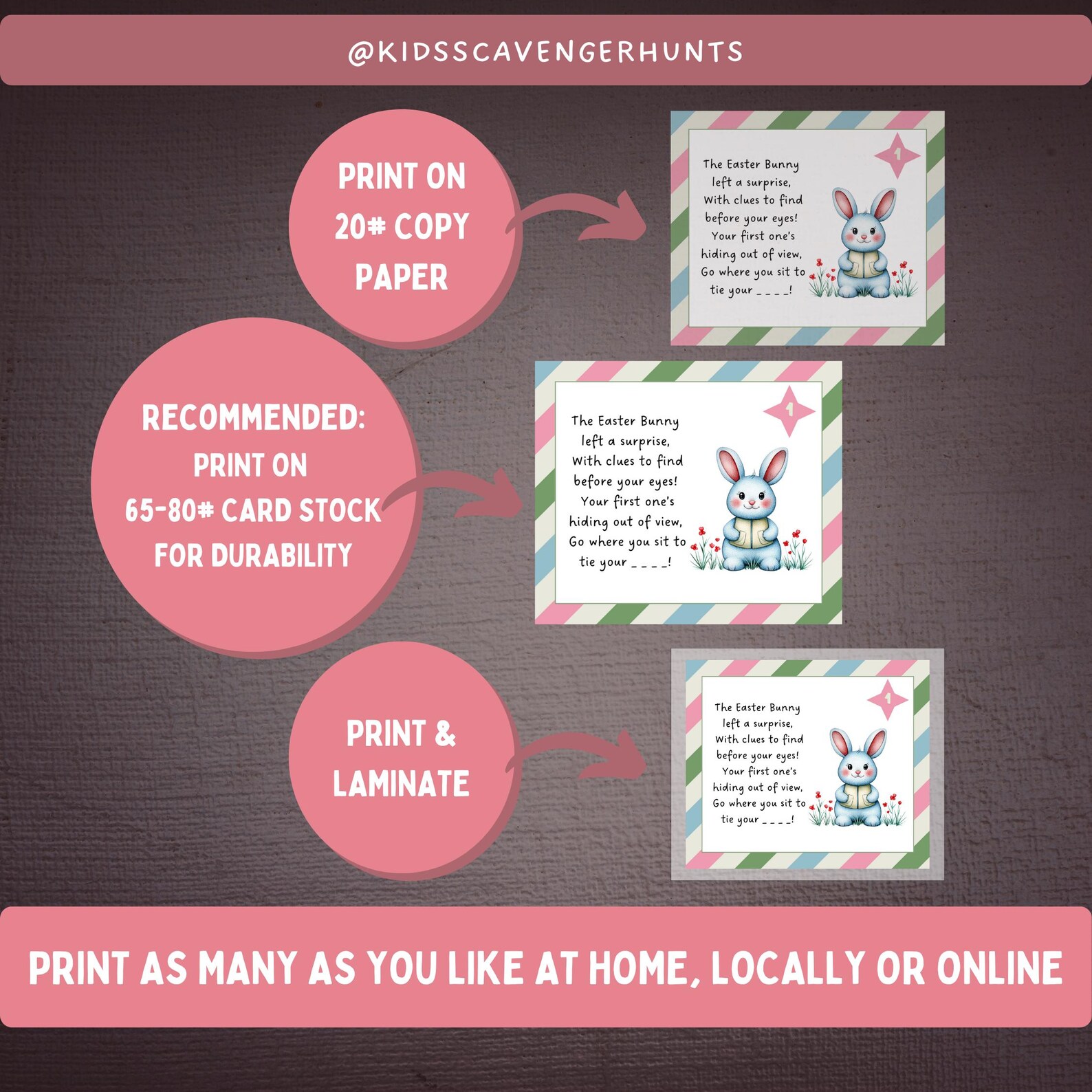 Printable Easter Bunny Scavenger Hunt | Indoor Treasure Hunt With Clues ...