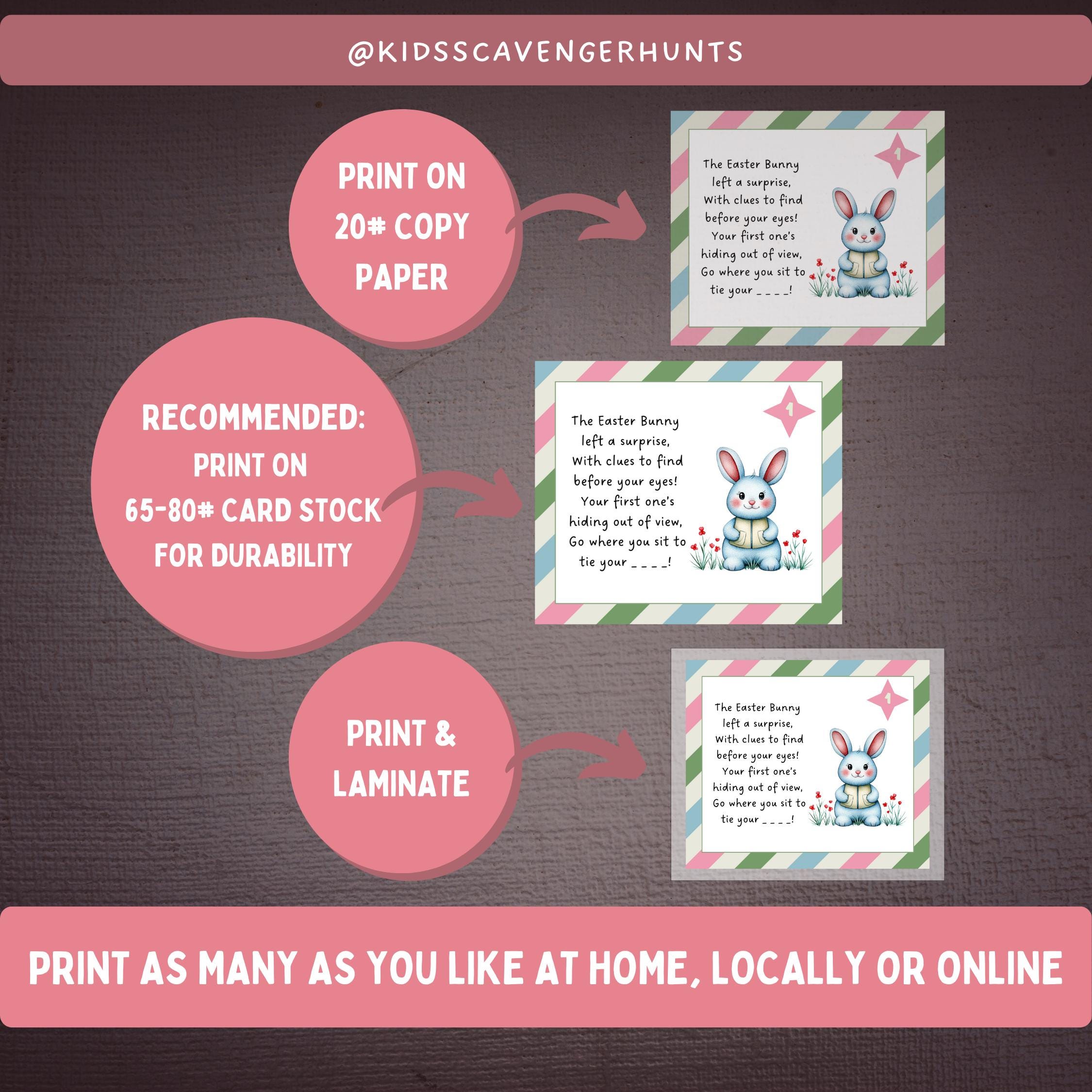 Printable Easter Bunny Scavenger Hunt | Indoor Treasure Hunt With Clues ...