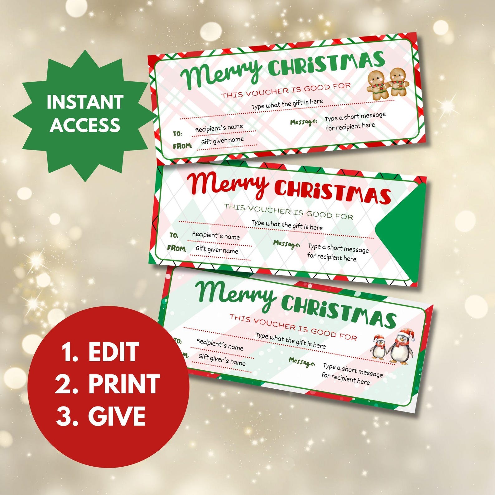Editable Christmas Kids Gift Voucher Printable for Experiences ...