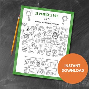 Printable St. Patricks Day I Spy Game | Kids Activity Sheet | Fun ...