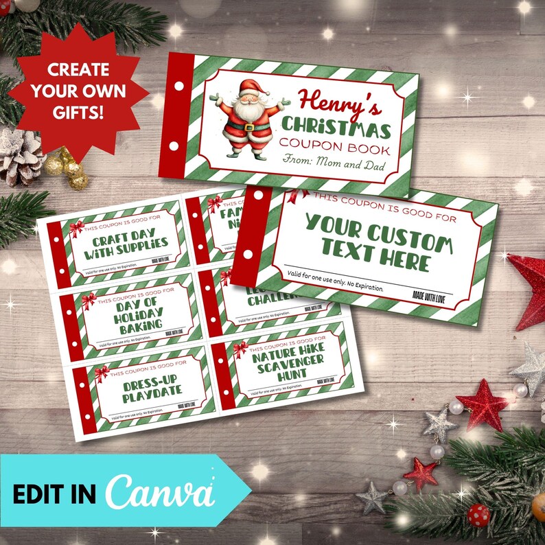 Editable Christmas Kids Coupon Book Gift Template Fun Printable ...