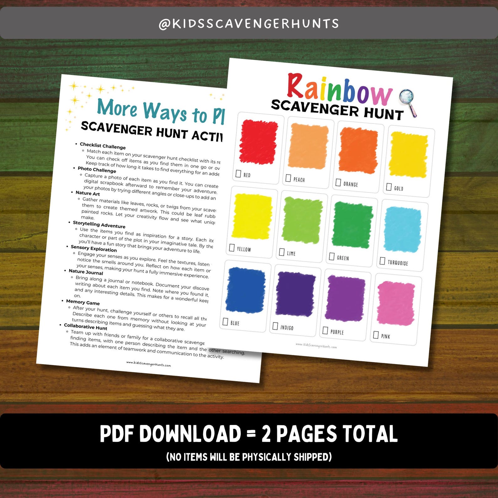 Printable Rainbow Scavenger Hunt | Color Scavenger Hunt for Kids ...