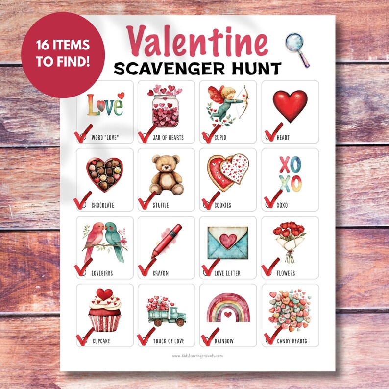 Printable Valentine's Day Scavenger Hunt | Kids Game | Family Party Fun ...