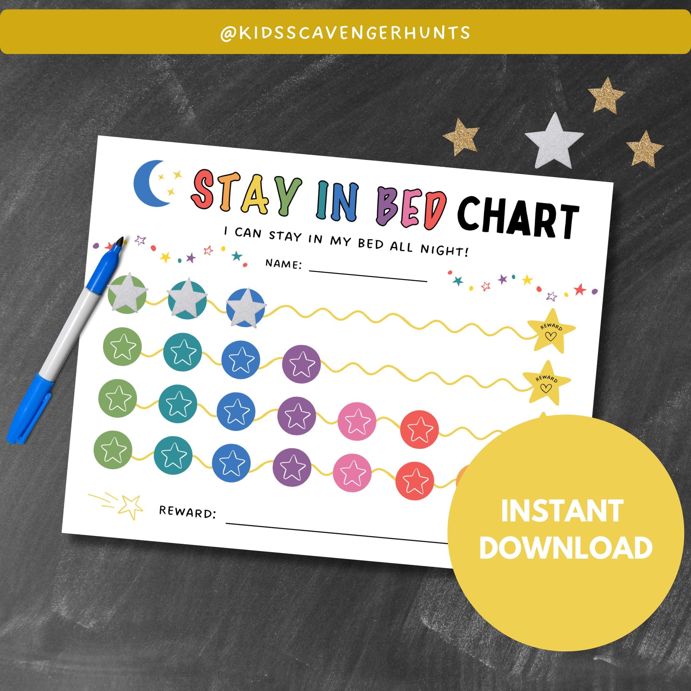 Stay in Bed Progress Chart for Kids | Toddler Bedtime Milestone Tracker | Printable Sleep Reward ...