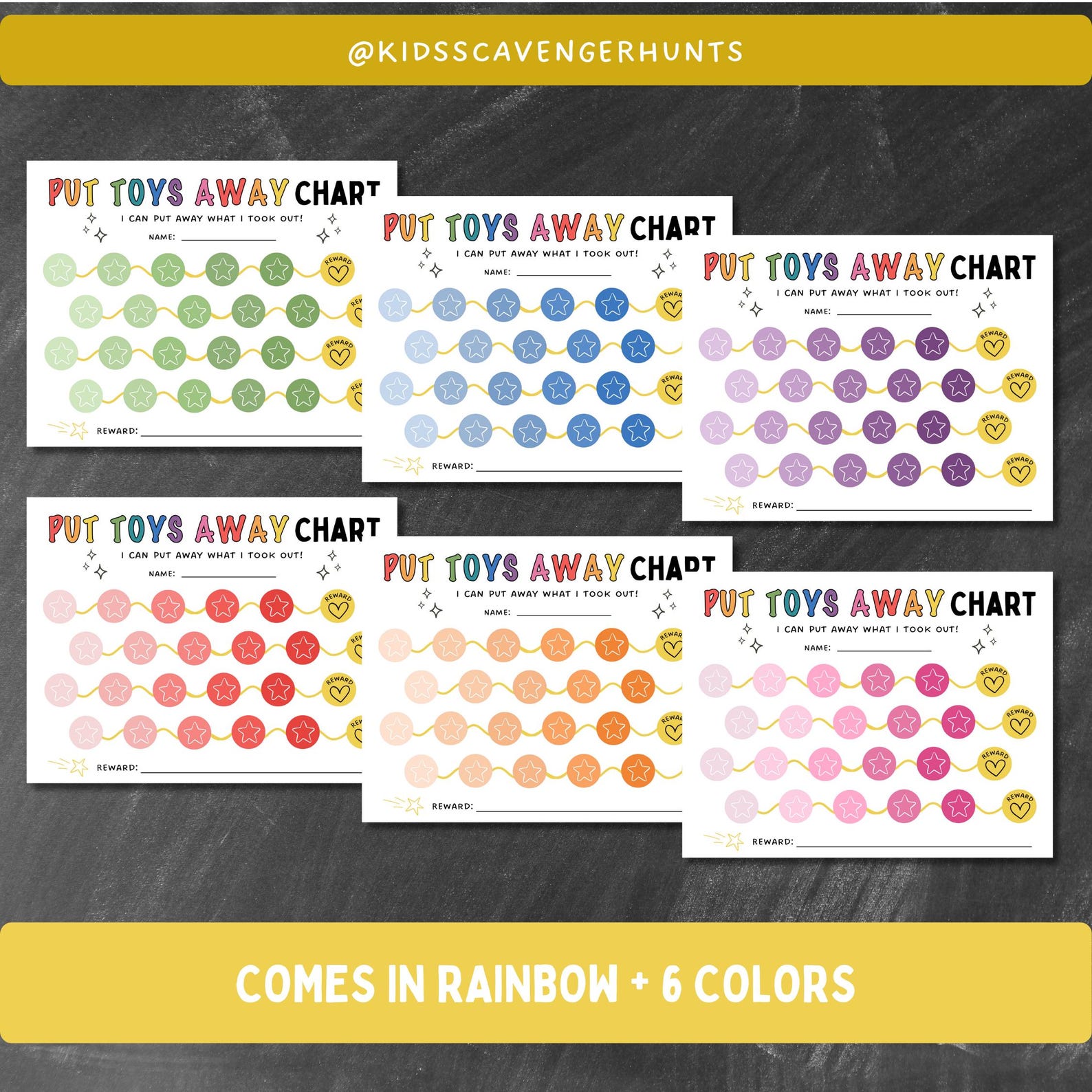 Put Toys Away Chart for Kids | Rainbow Reward Chart | Toddler Habit ...