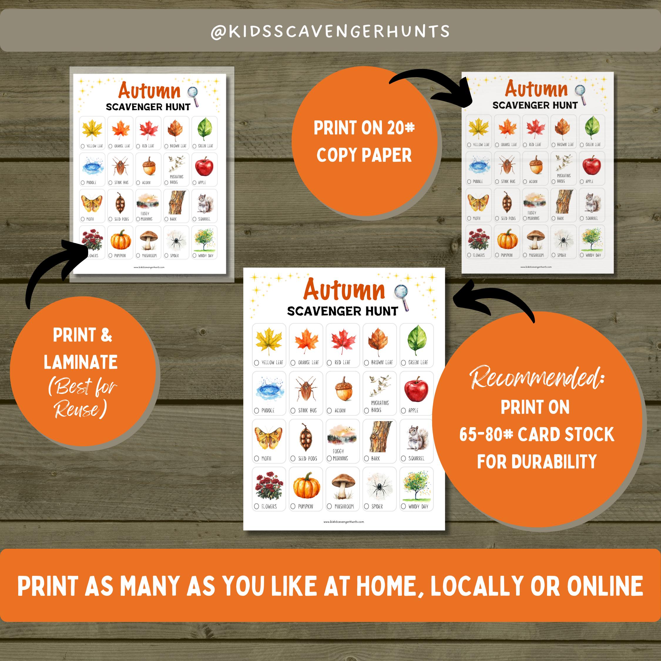 Printable Autumn Scavenger Hunt | Fall Nature Hunt for Kids | Outdoor ...