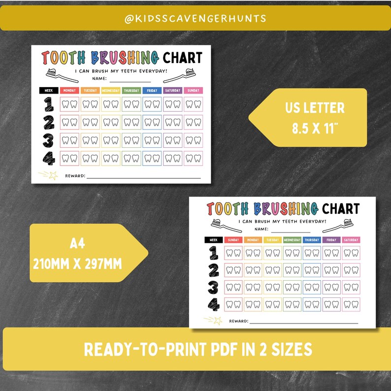 Printable Tooth Brushing Chart for Kids | Toddler Hygiene Tracker ...
