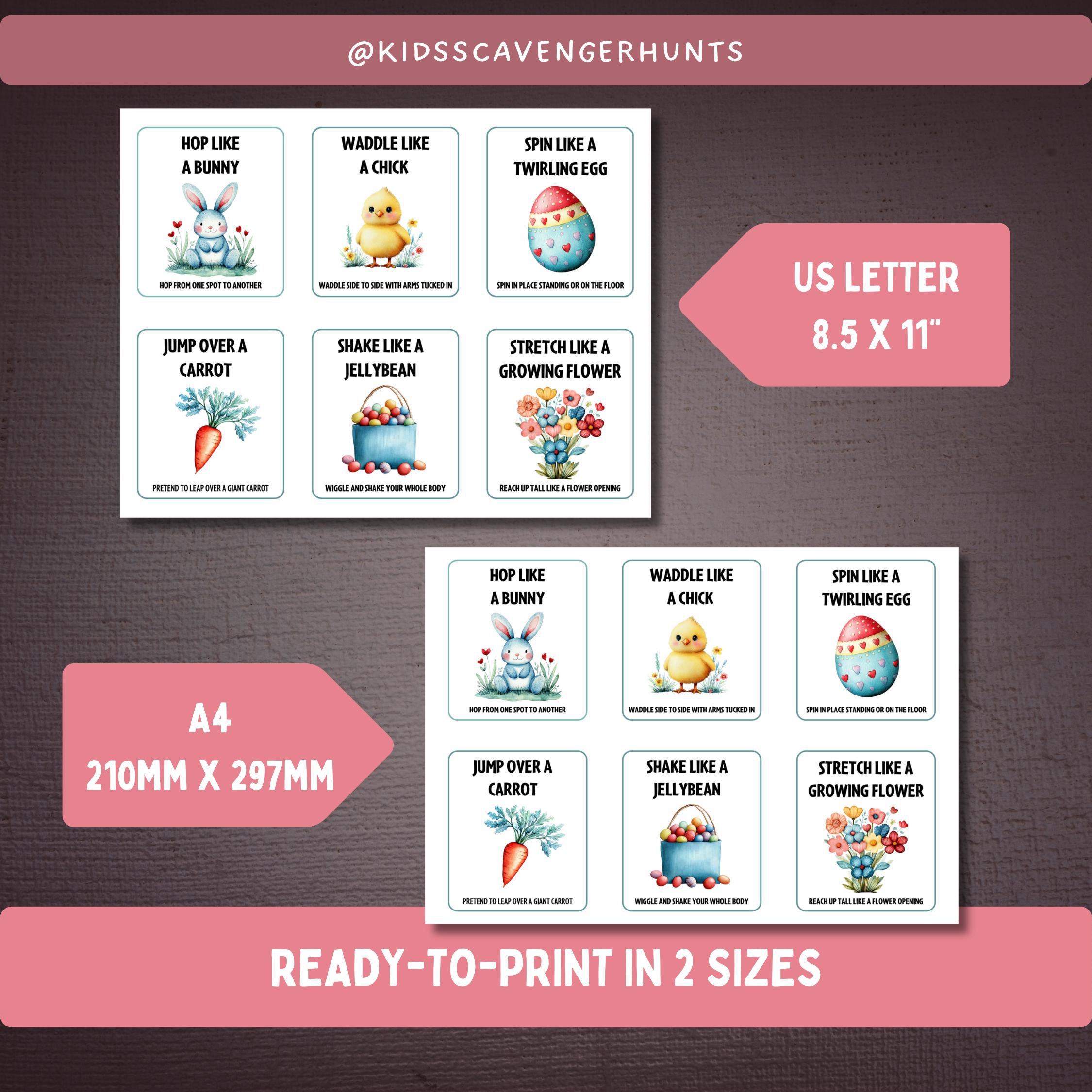 Printable Easter Movement Cards | Fun Gross Motor Game for Kids ...