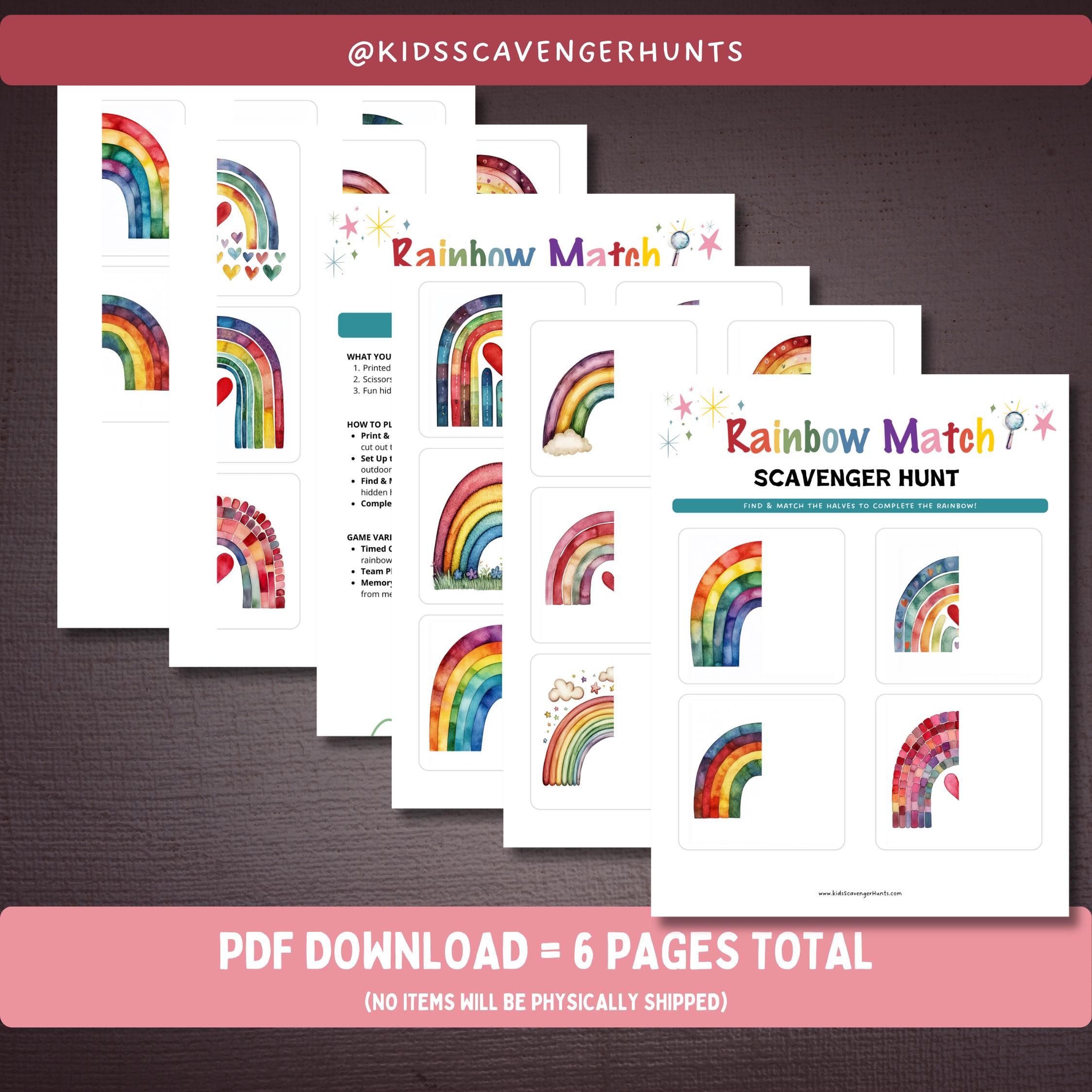 Printable Rainbow Matching Game | Color Scavenger Hunt for Kids | Fun ...