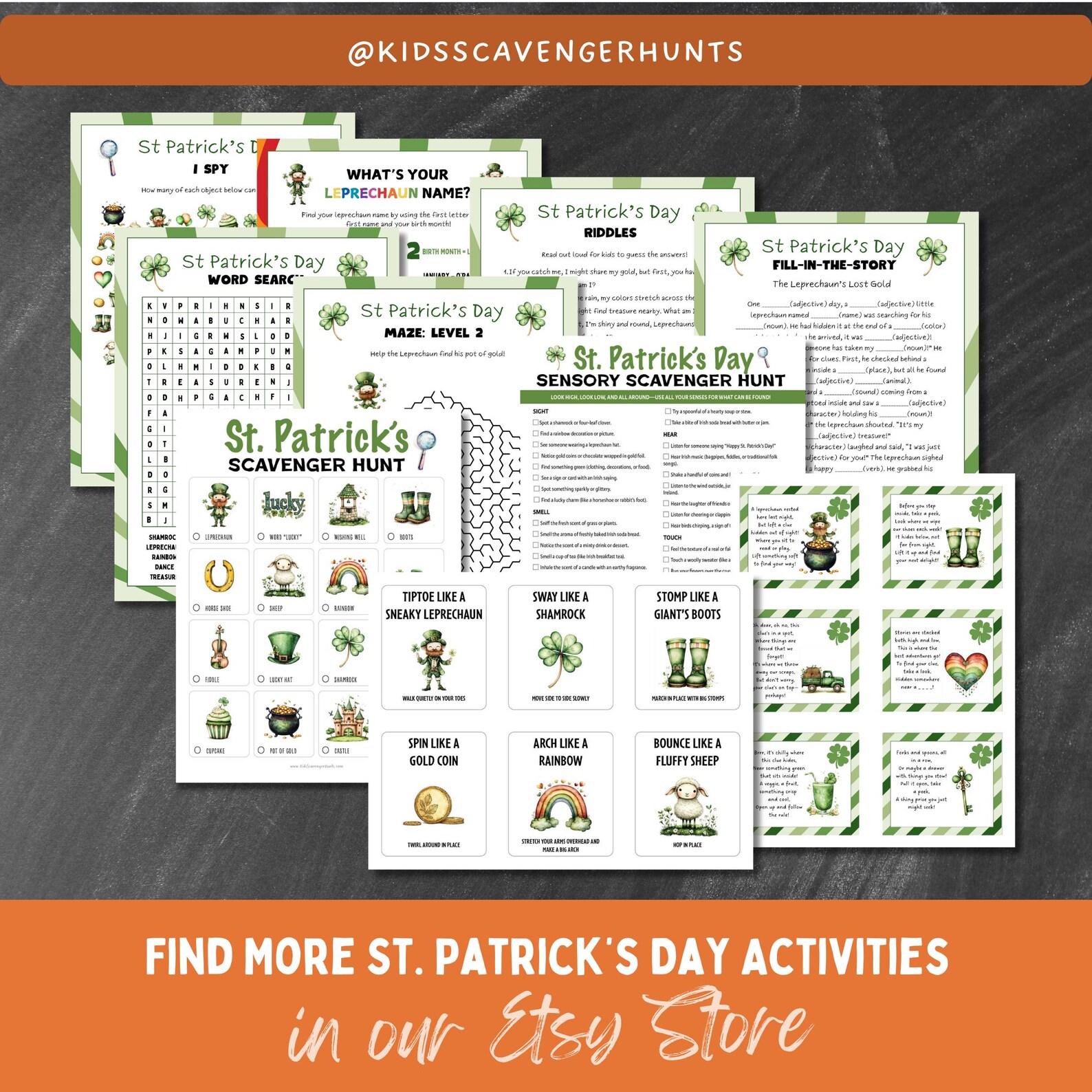 Printable St Patricks Day Indoor Scavenger Hunt | Colorable Clue ...