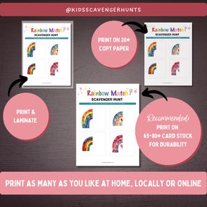 Printable Rainbow Matching Game | Color Scavenger Hunt for Kids | Fun ...