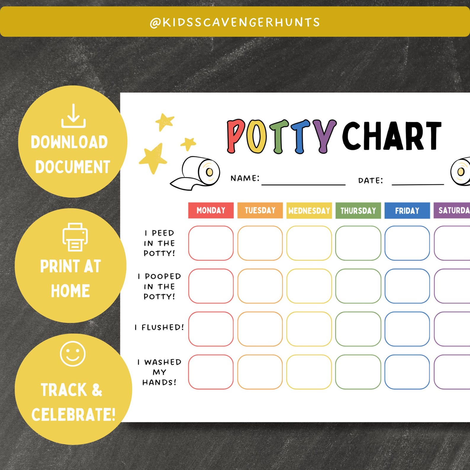 Printable Potty Training Chart for Toddlers | Printable Reward Chart ...