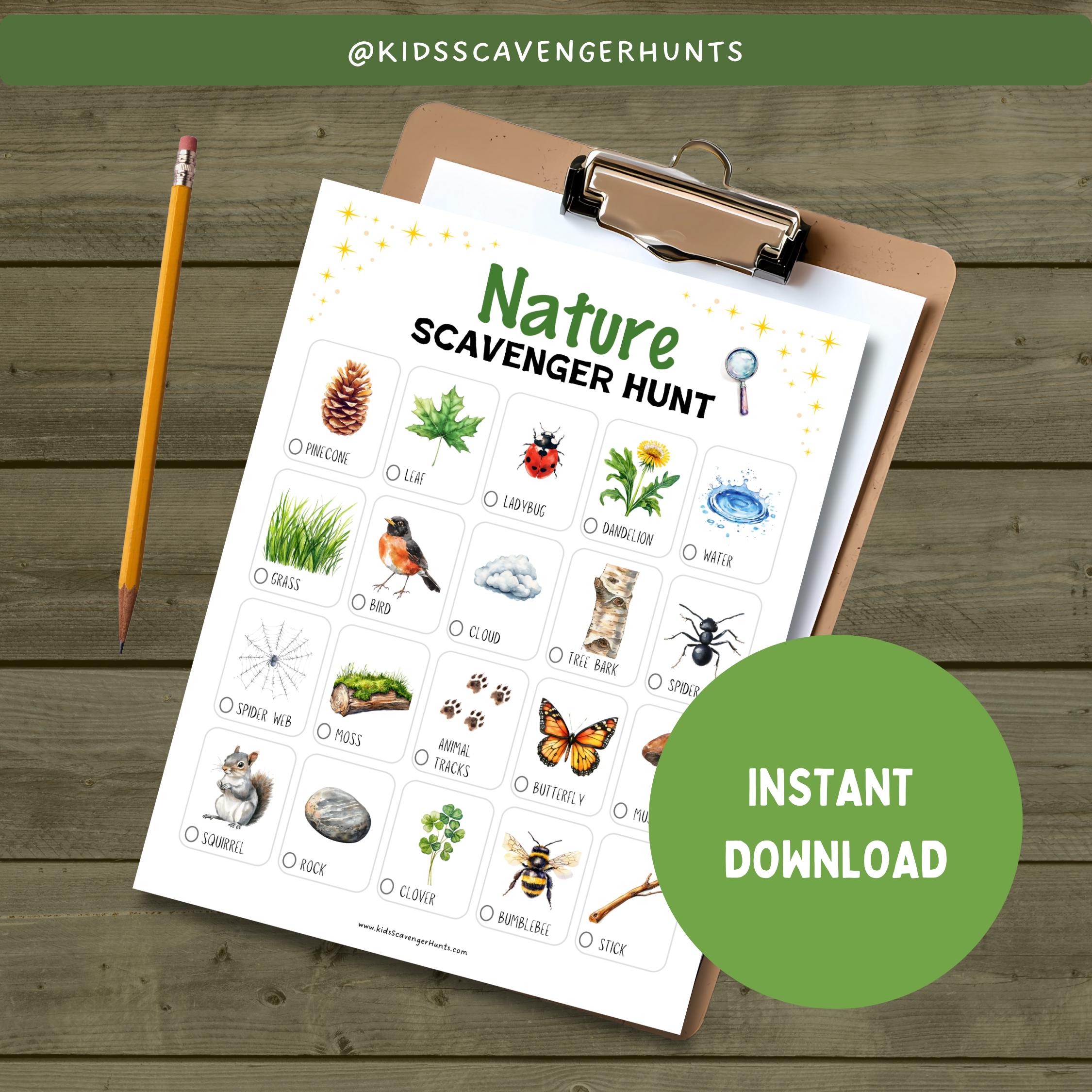 Printable Nature Scavenger Hunt for Kids | Outdoor Scavenger Hunt ...