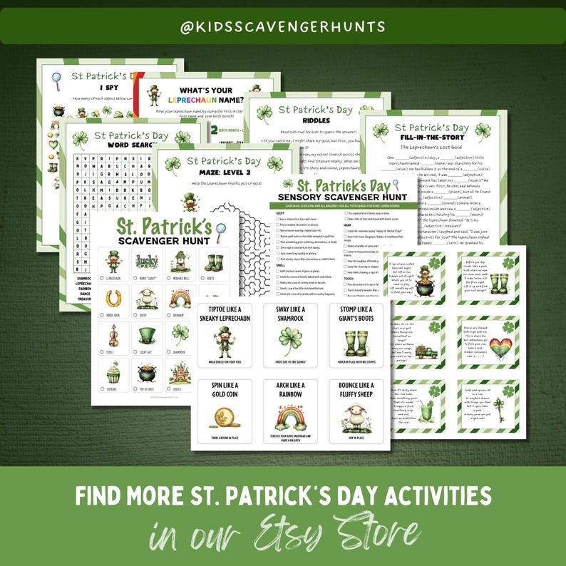 Printable St. Patrick’s Day Scavenger Hunt | Indoor Treasure Hunt With ...