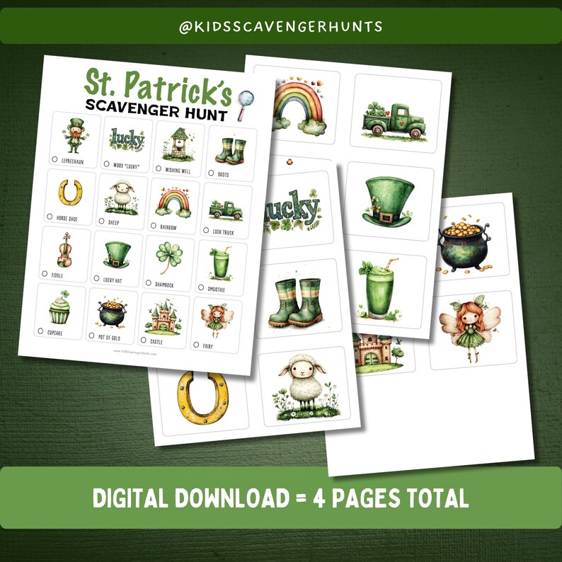 Printable St Patricks Day Scavenger Hunt | Kids Activity | Party ...