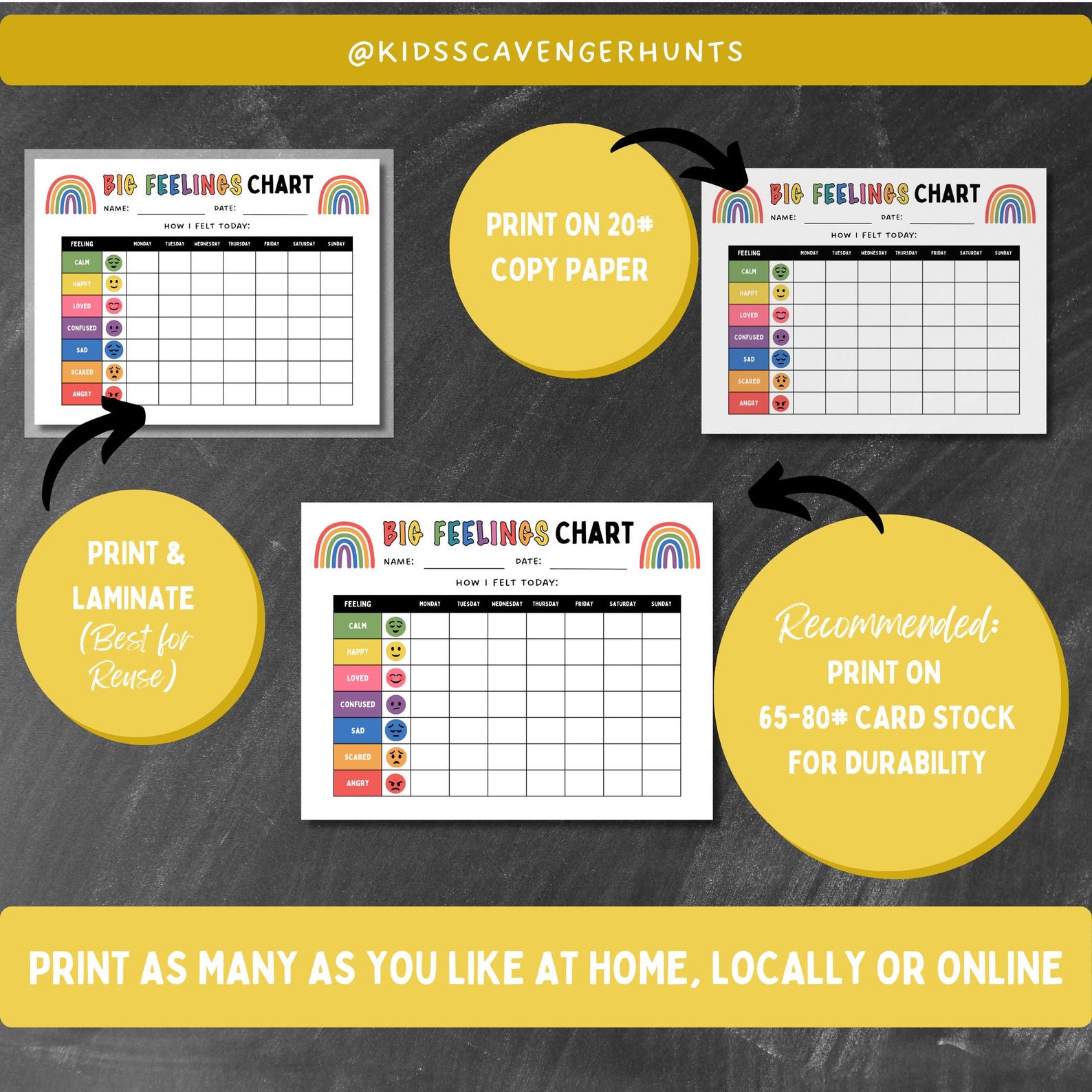 Rainbow Feelings Chart for Kids | Printable Emotion Tracker | Daily ...