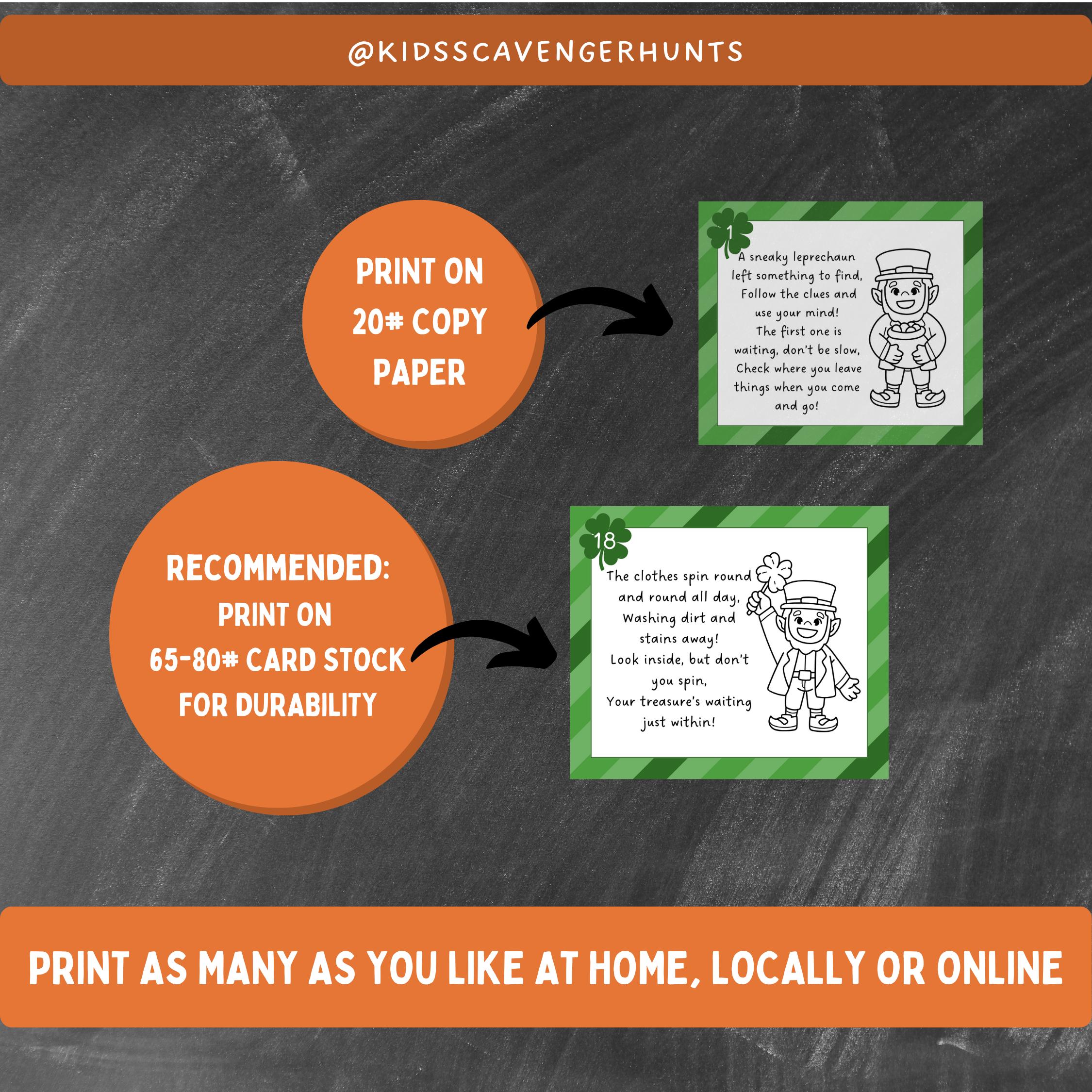 Printable St Patricks Day Indoor Scavenger Hunt | Colorable Clue ...