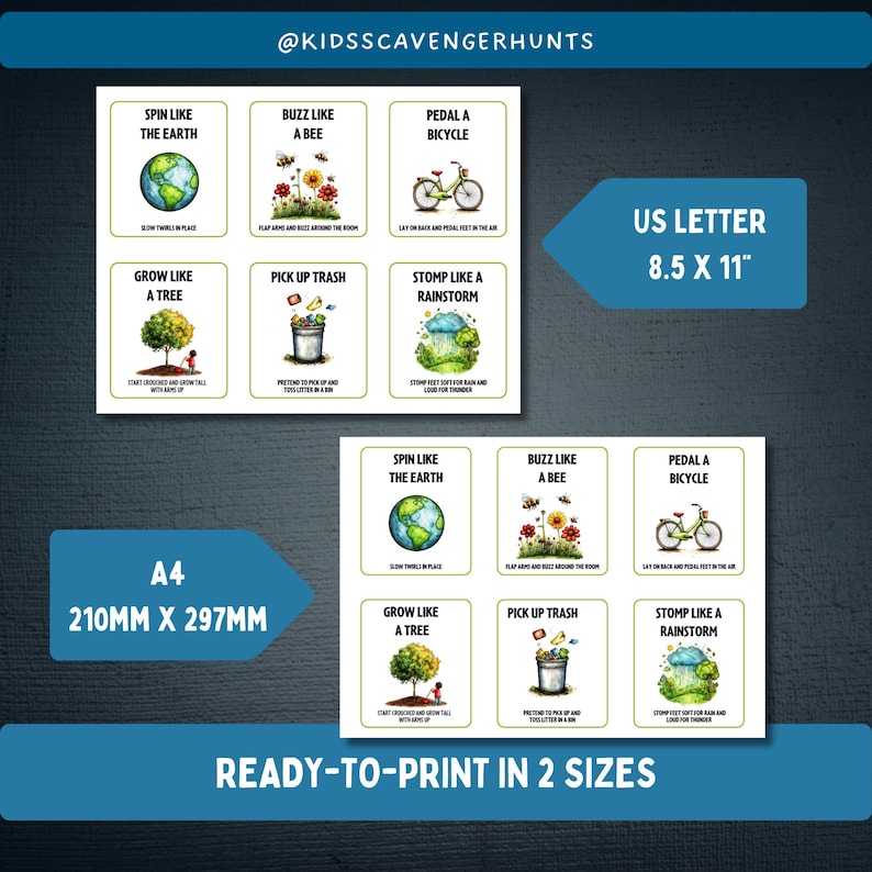 Printable Earth Day Movement Cards | Fun Gross Motor Game for Kids ...