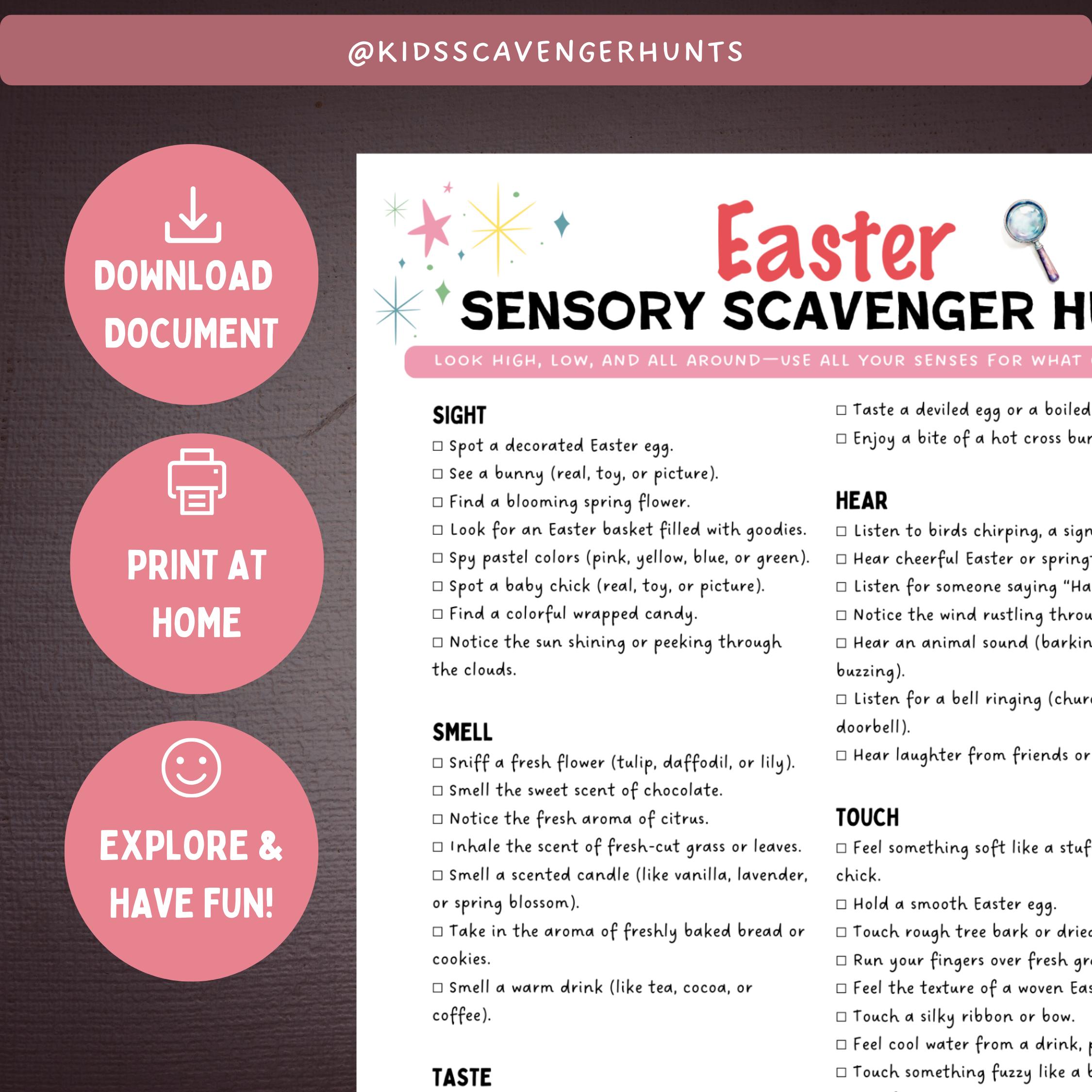 Easter Sensory Scavenger Hunt Printable | Spring I Spy Activity for ...
