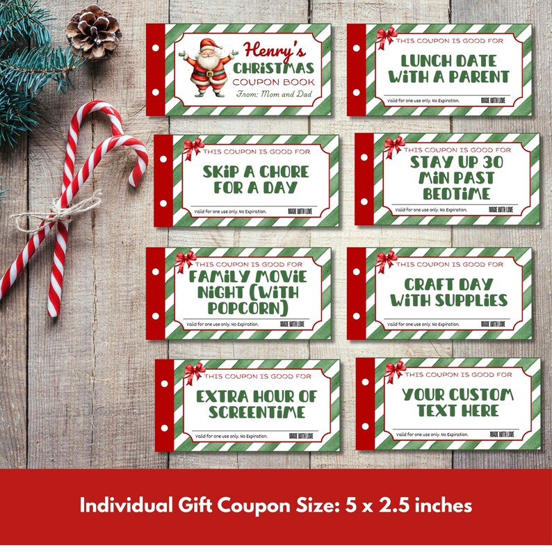 Editable Christmas Kids Coupon Book Gift Template Fun Printable ...