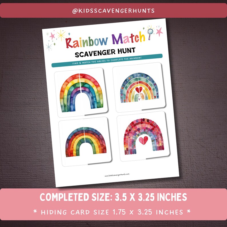 Printable Rainbow Matching Game | Color Scavenger Hunt for Kids | Fun ...
