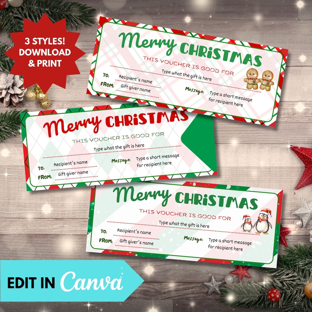 Editable Christmas Kids Gift Voucher Printable for Experiences ...