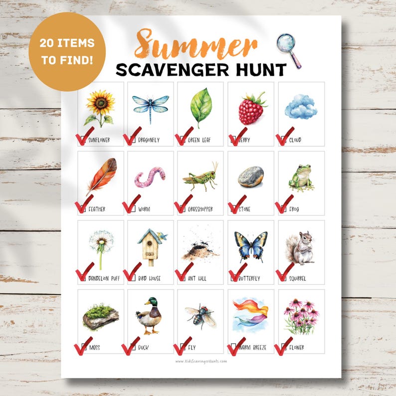 Printable SUMMER Nature Scavenger Hunt for Kids Outdoor Scavenger Hunt ...