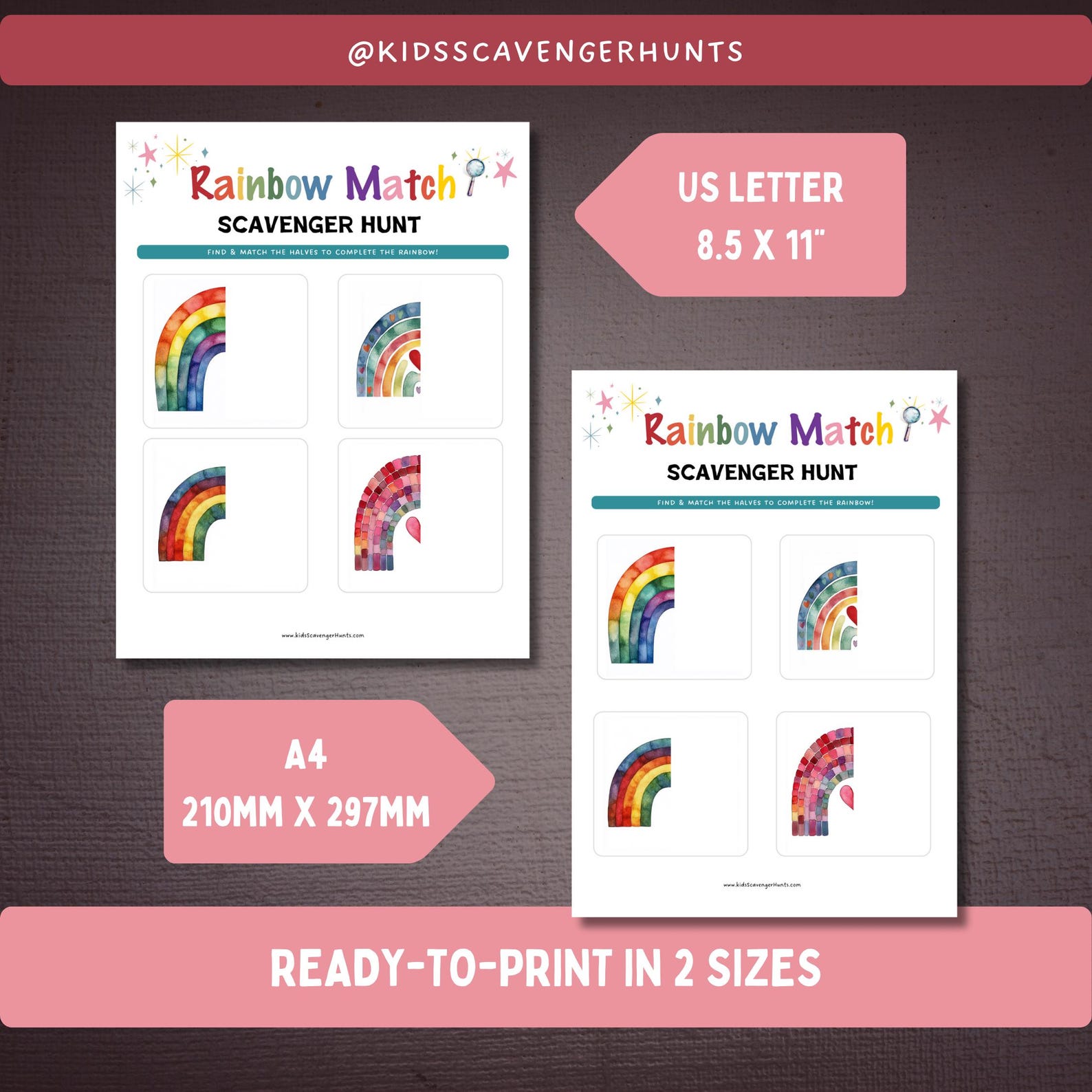 Printable Rainbow Matching Game | Color Scavenger Hunt for Kids | Fun ...