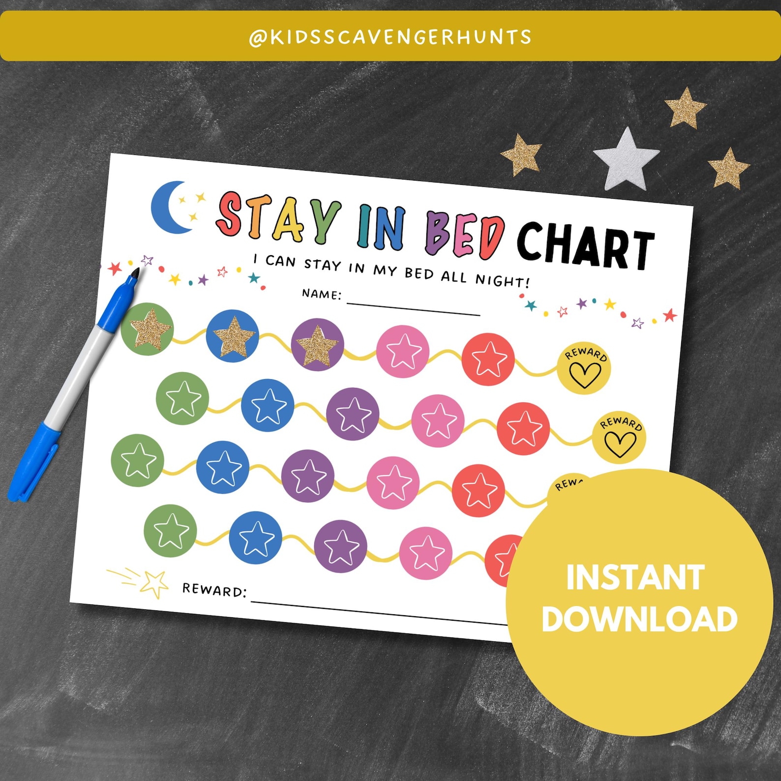 Stay in Bed Chart for Kids | Rainbow Sleep Reward Chart | Toddler ...