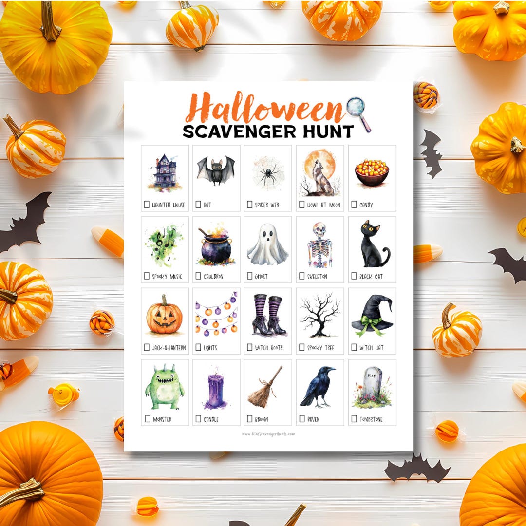 Printable HALLOWEEN Scavenger Hunt for Kids Outdoor Scavenger Hunt Kids ...