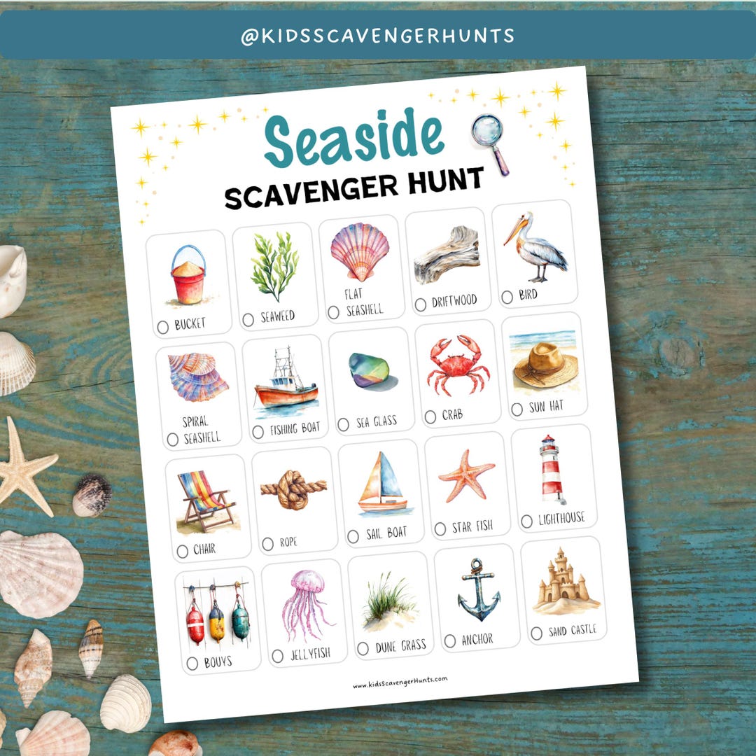 Printable Seaside Scavenger Hunt | Coastal Nature Hunt for Kids ...