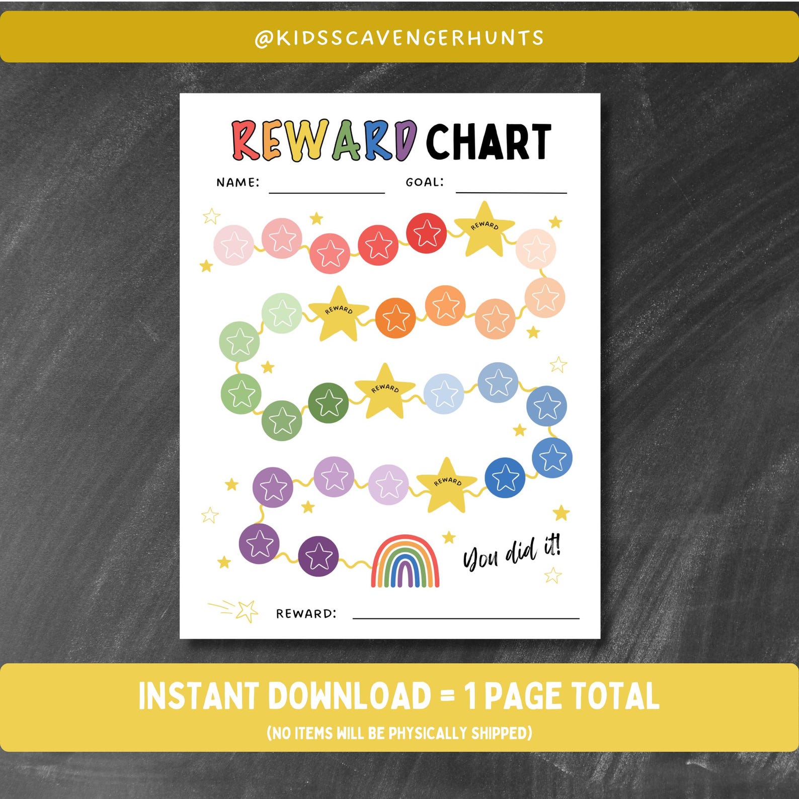 Printable Rainbow Reward Chart for Kids | Toddler Behavior Chart | Kids ...