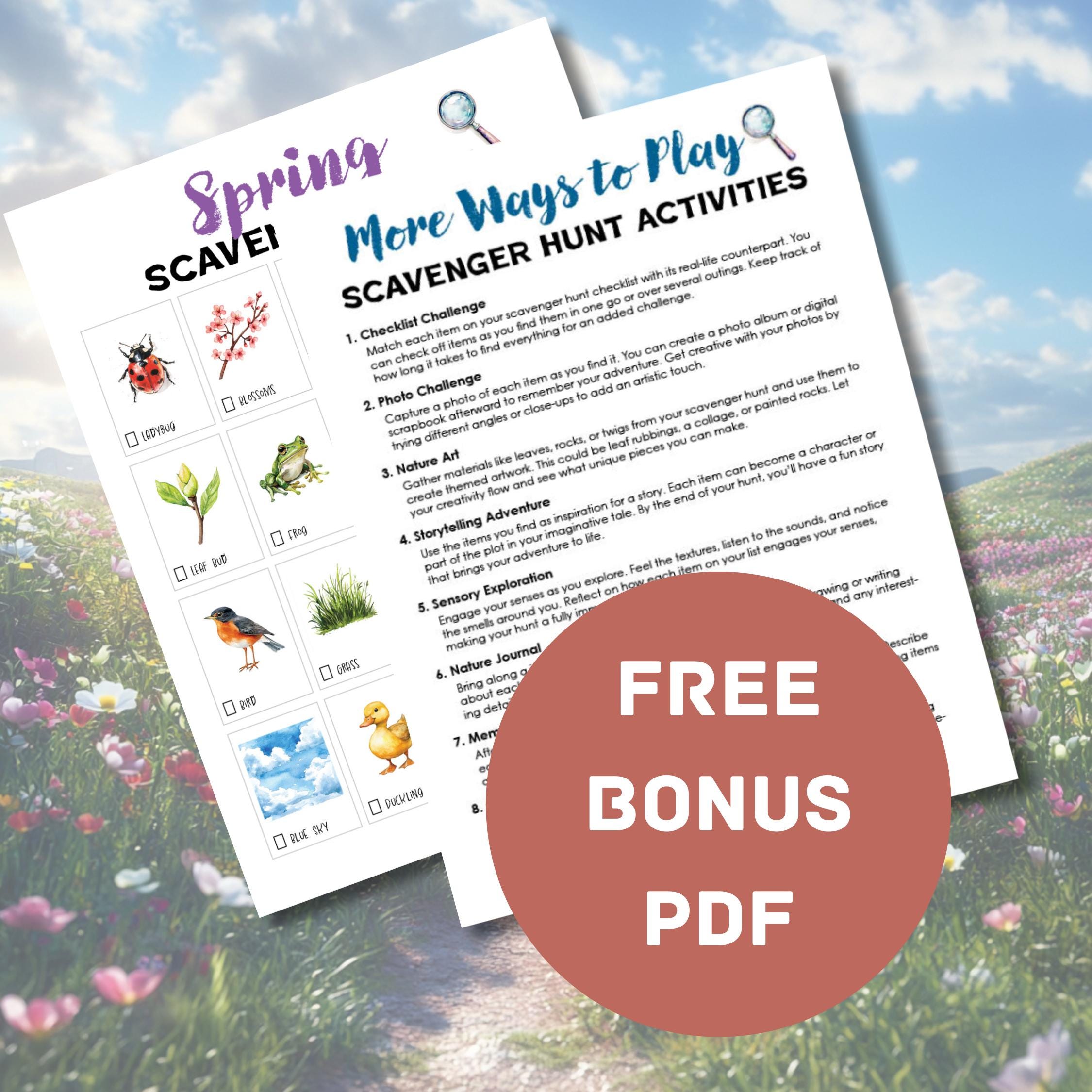 Printable SPRING Nature Scavenger Hunt for Kids Outdoor Scavenger Hunt ...