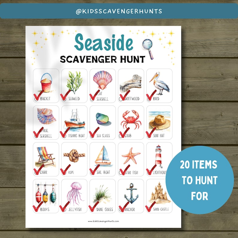 Printable Seaside Scavenger Hunt | Coastal Nature Hunt for Kids ...